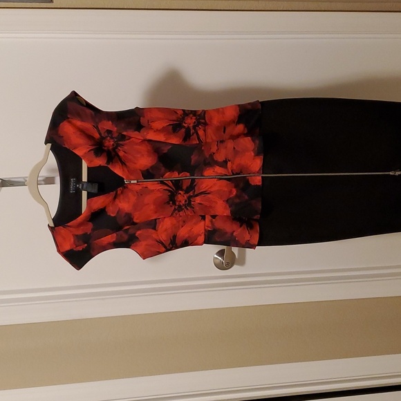 Enfocus Studio | Dresses | Enfocus Studio Black And Red Roses Peplum ...